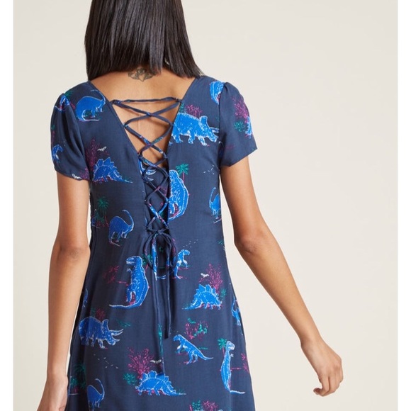 Modcloth | Dresses | Always On The Way Easy Fit Dress In Dinosaur ...